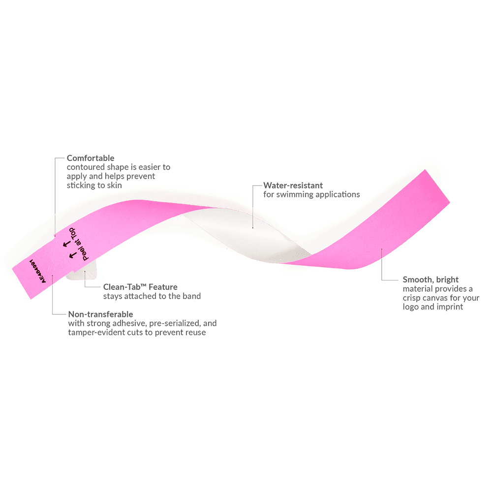 Affordable, Clean-Tab™, Single-Day Use Wristband | PDC SecurBand®